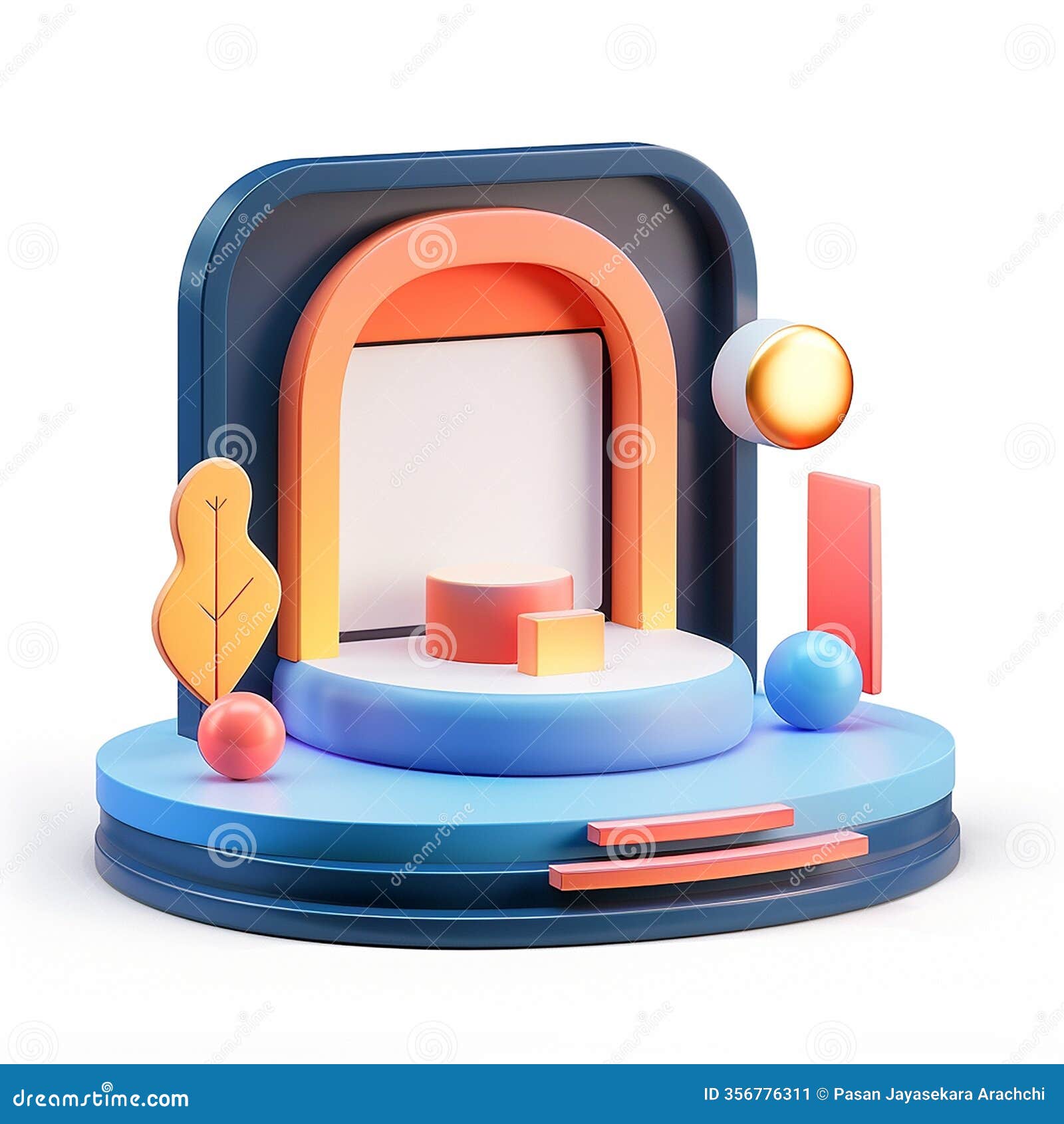 A 3D Icon of a Tech Conference Event Stage with a White Background ...