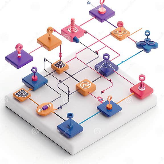 A 3D Icon of a Tech Interface Machine Learning Algorithm Flowchart with ...
