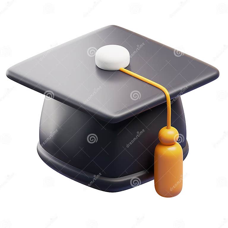 A 3D Icon of a Tech Training Graduation Cap with a White Background ...