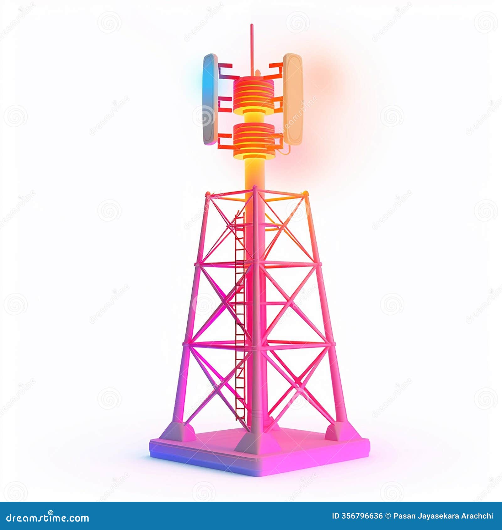 A 3D Icon of a Telecom Tower with Signals with a White Background Stock ...