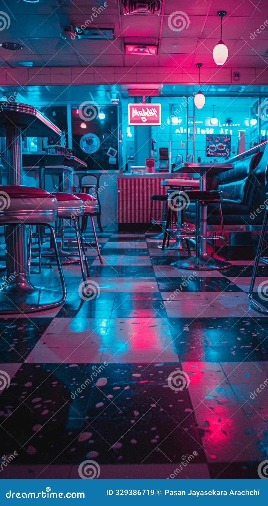 Diner Glowing Neon Night stock illustration. Illustration of classic ...