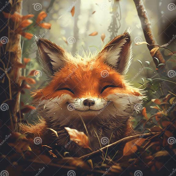 Fox Sneaking through the Forest with a Smiley Face Stock Illustration ...