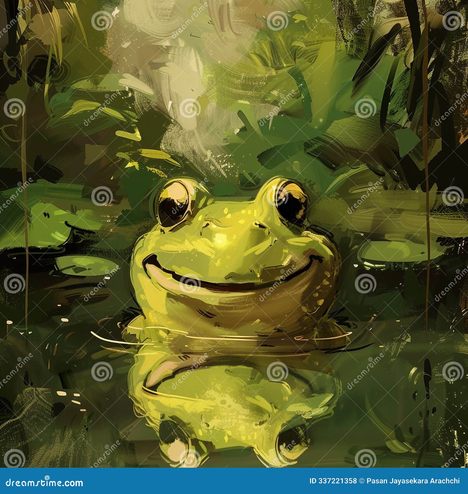 Frog Jumping in Pond with Smiley Face Stock Photo - Image of habitat ...