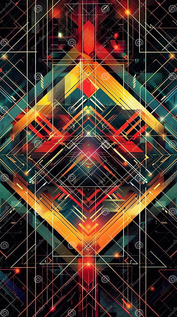 Geometric Design with Bright Colors and Sharp Lines Stock Illustration ...