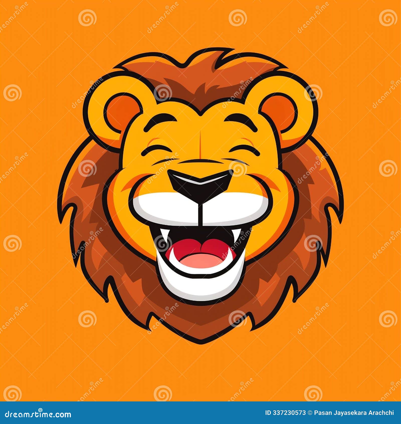 Lion Roaring with a Smiley Face Stock Illustration - Illustration of ...