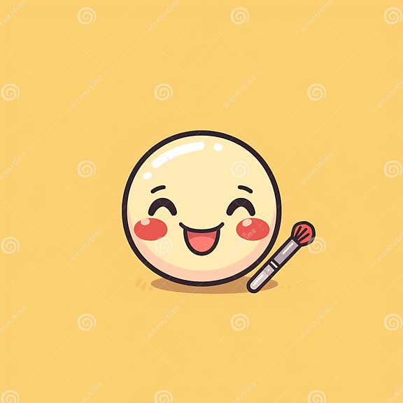 Smiley Face Applying Makeup with a Brush Stock Illustration ...