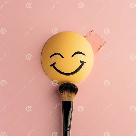 Smiley Face Applying Makeup with a Brush Stock Illustration ...