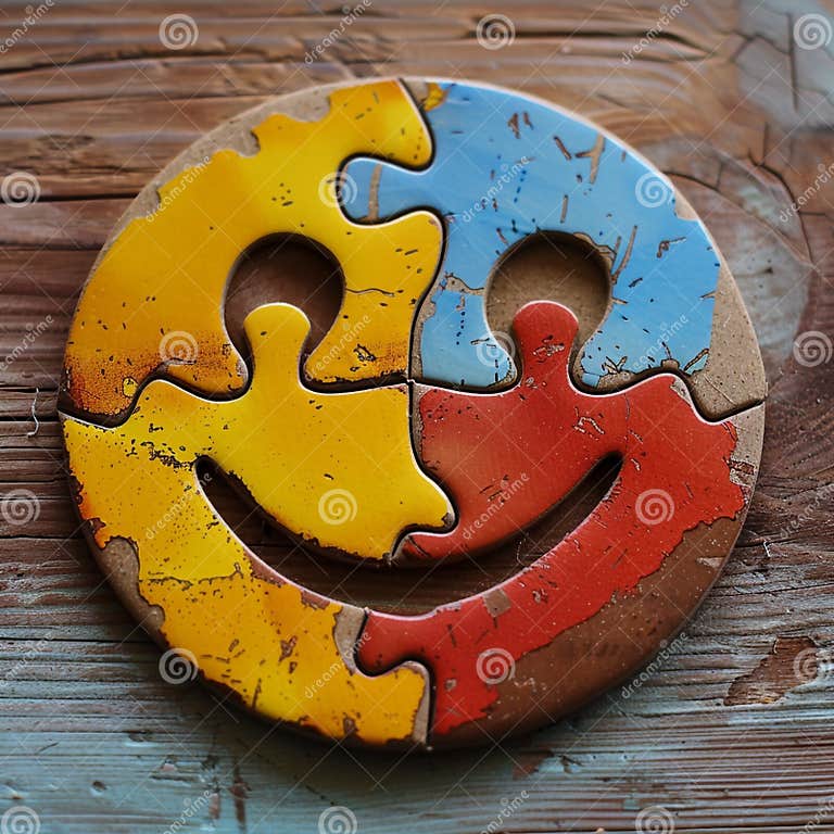 Smiley Face Assembling Jigsaw Puzzle Pieces Stock Illustration ...