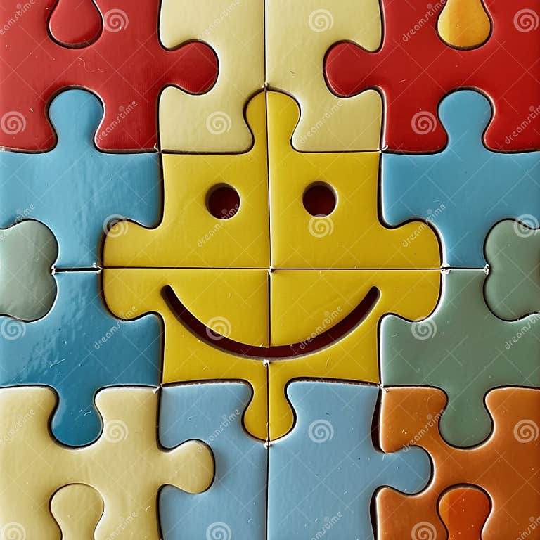Smiley Face Assembling Jigsaw Puzzle Pieces Stock Illustration ...