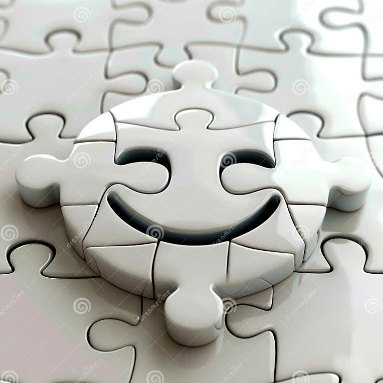 Smiley Face Assembling Jigsaw Puzzle Pieces Stock Illustration ...