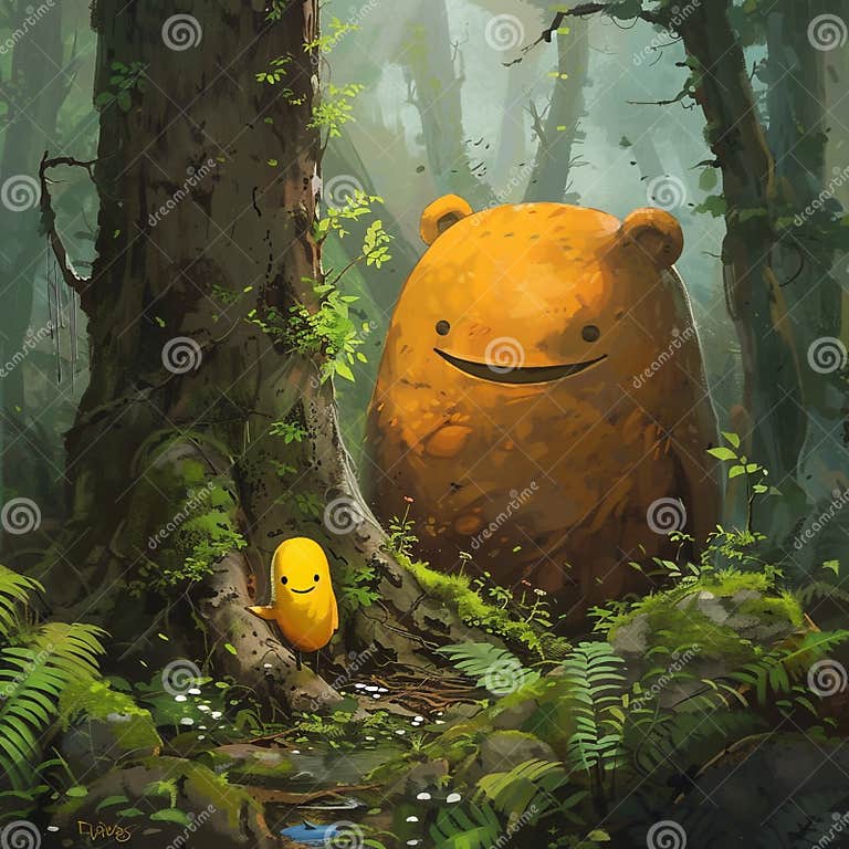 Smiley Face Bear Exploring Forest Stock Illustration - Illustration of ...