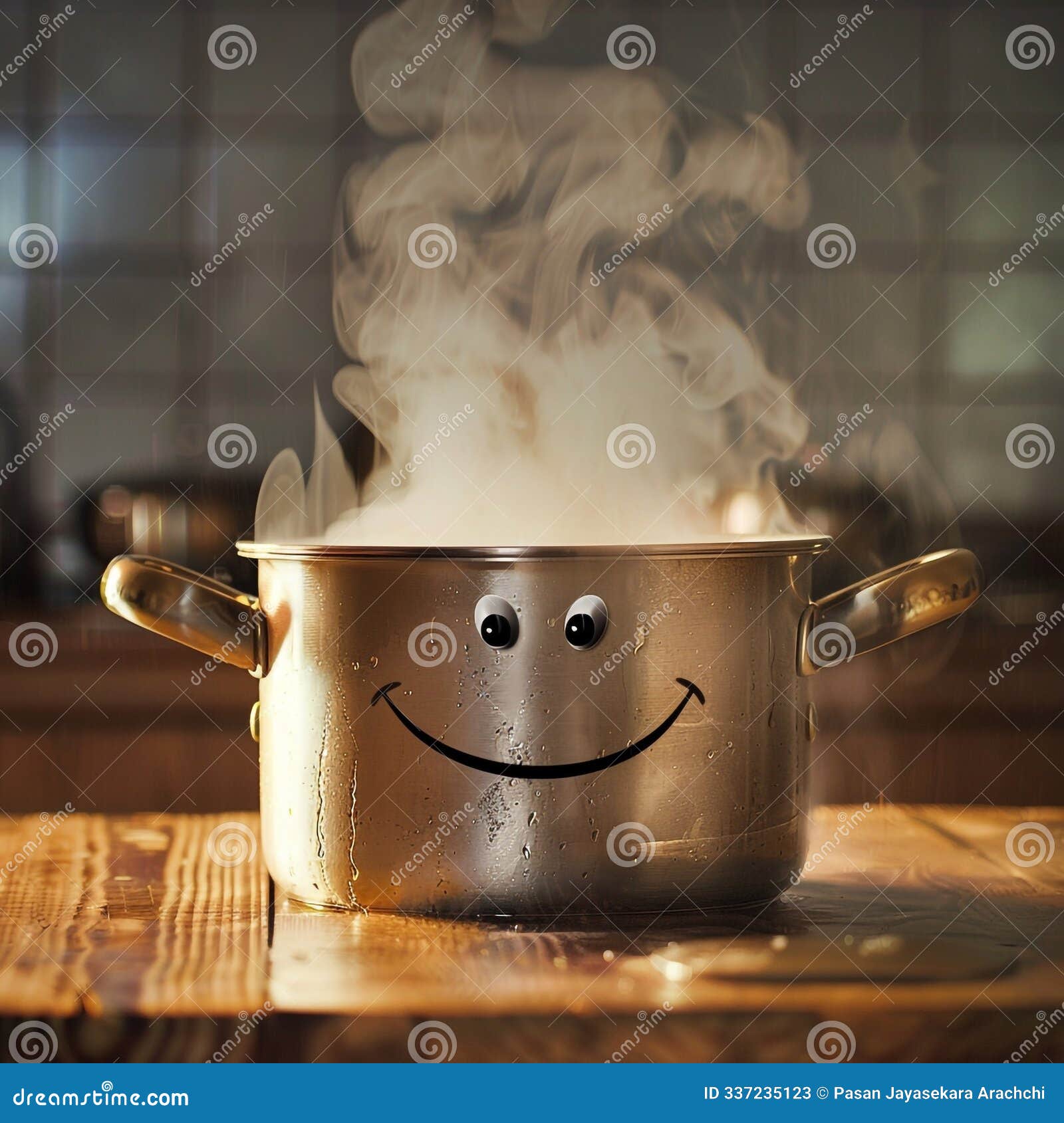 Smiley Face Boiling Water in a Pot Stock Illustration - Illustration of ...