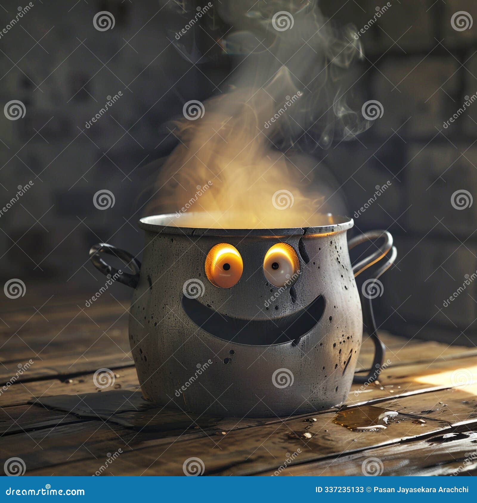 Smiley Face Boiling Water in a Pot Stock Illustration - Illustration of ...