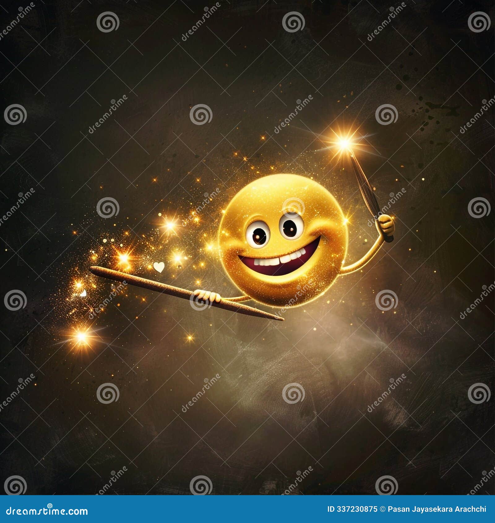 Smiley Face Casting Spells with a Magic Wand Stock Illustration ...