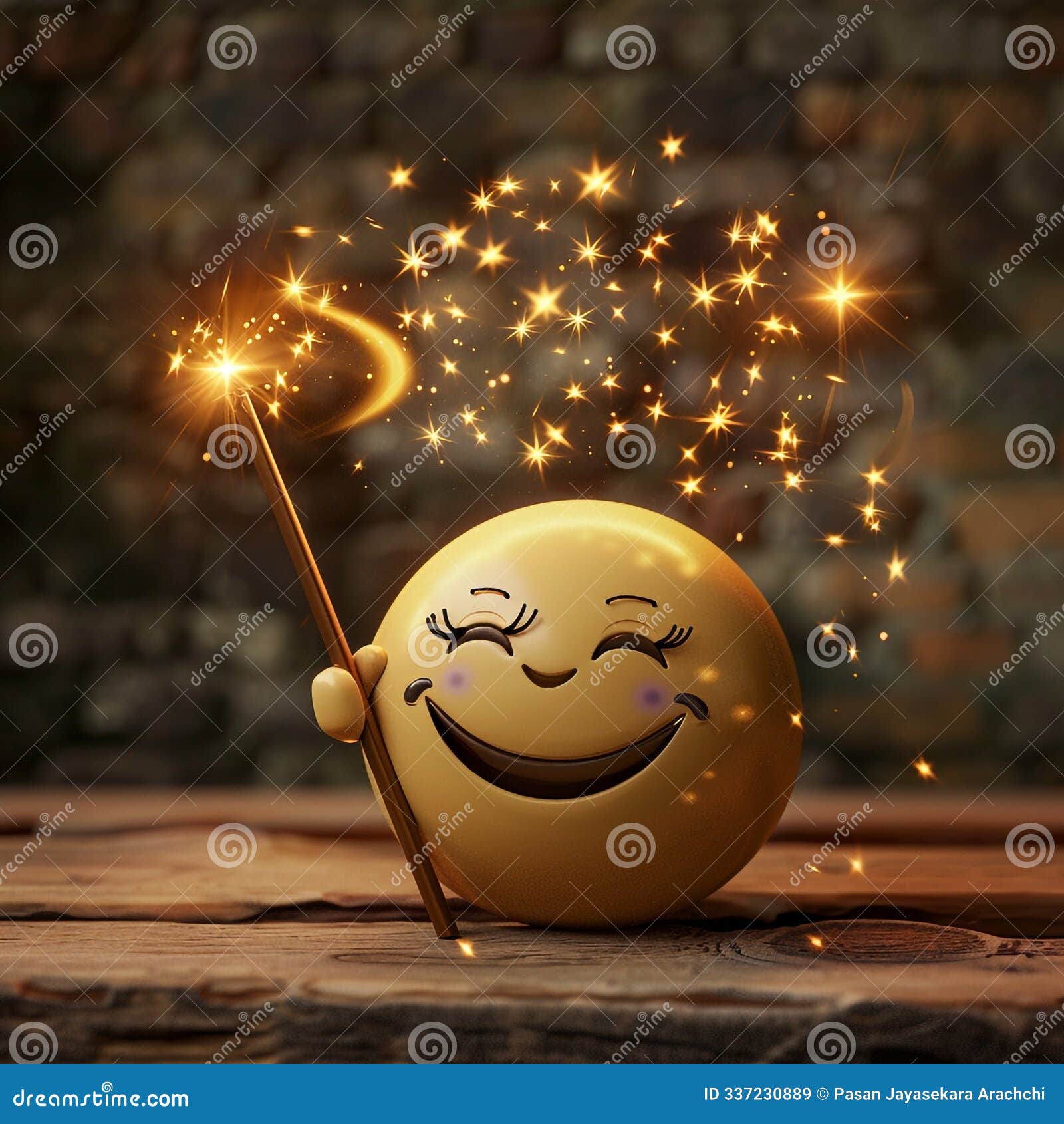 Smiley Face Casting Spells with a Magic Wand Stock Illustration ...