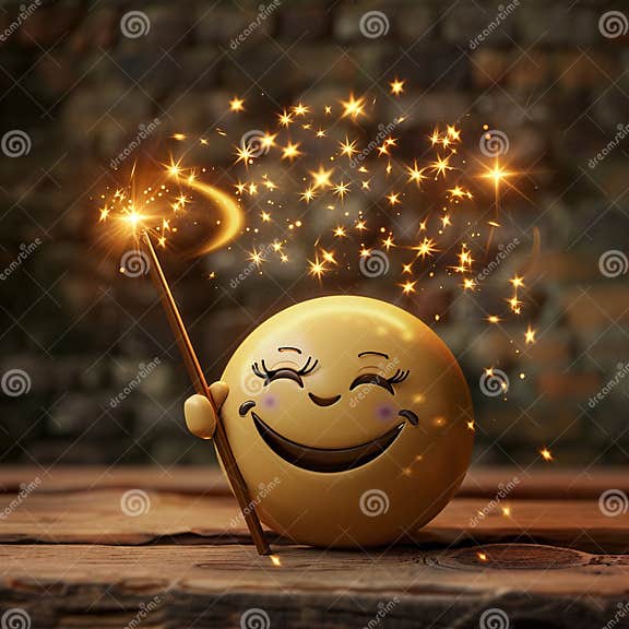 Smiley Face Casting Spells with a Magic Wand Stock Illustration ...
