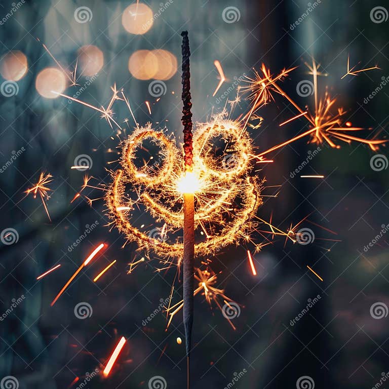Smiley Face Celebrating with Firework Stock Illustration - Illustration ...