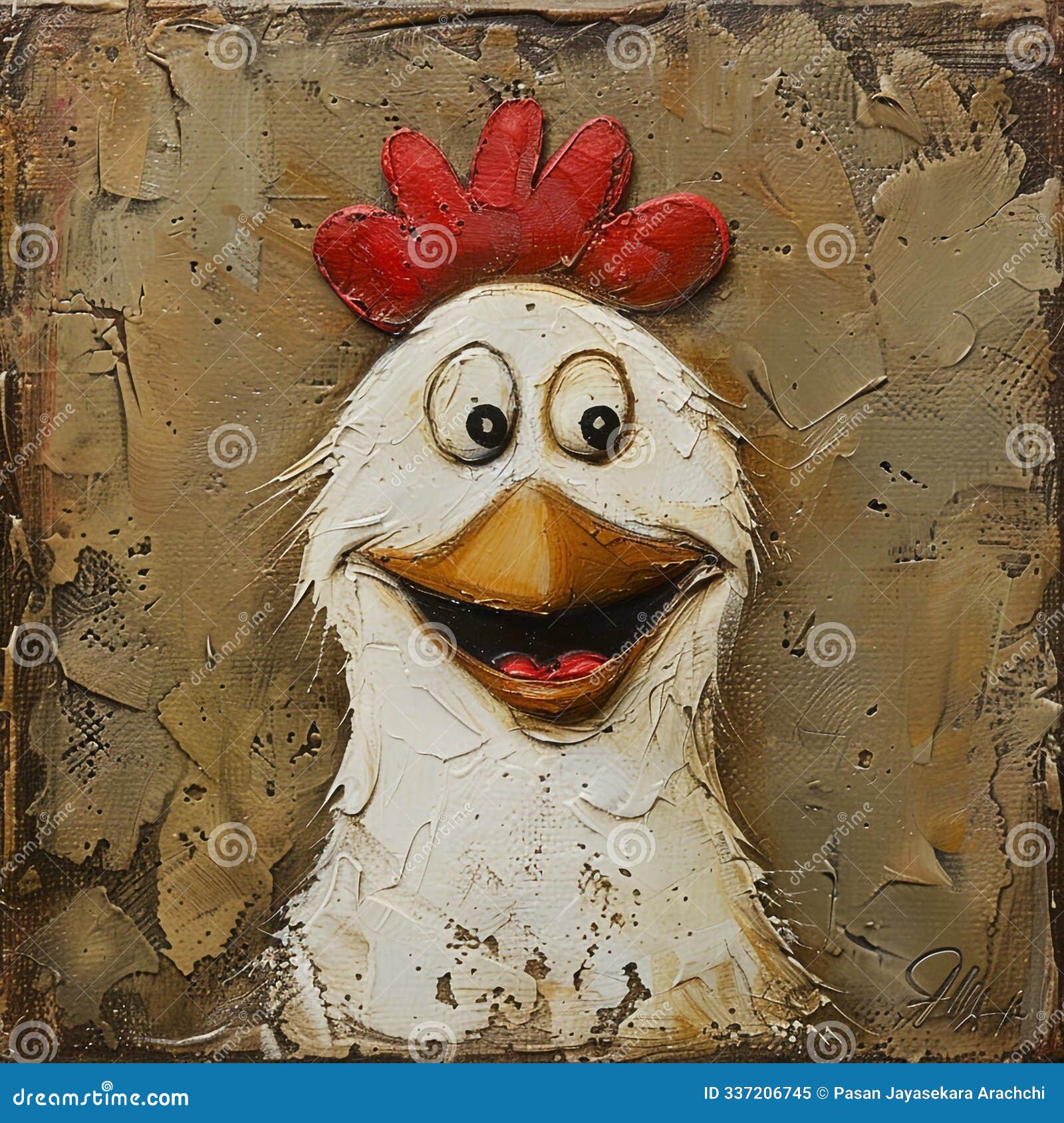 Smiley Face with Chicken Pecking at the Ground Stock Illustration ...