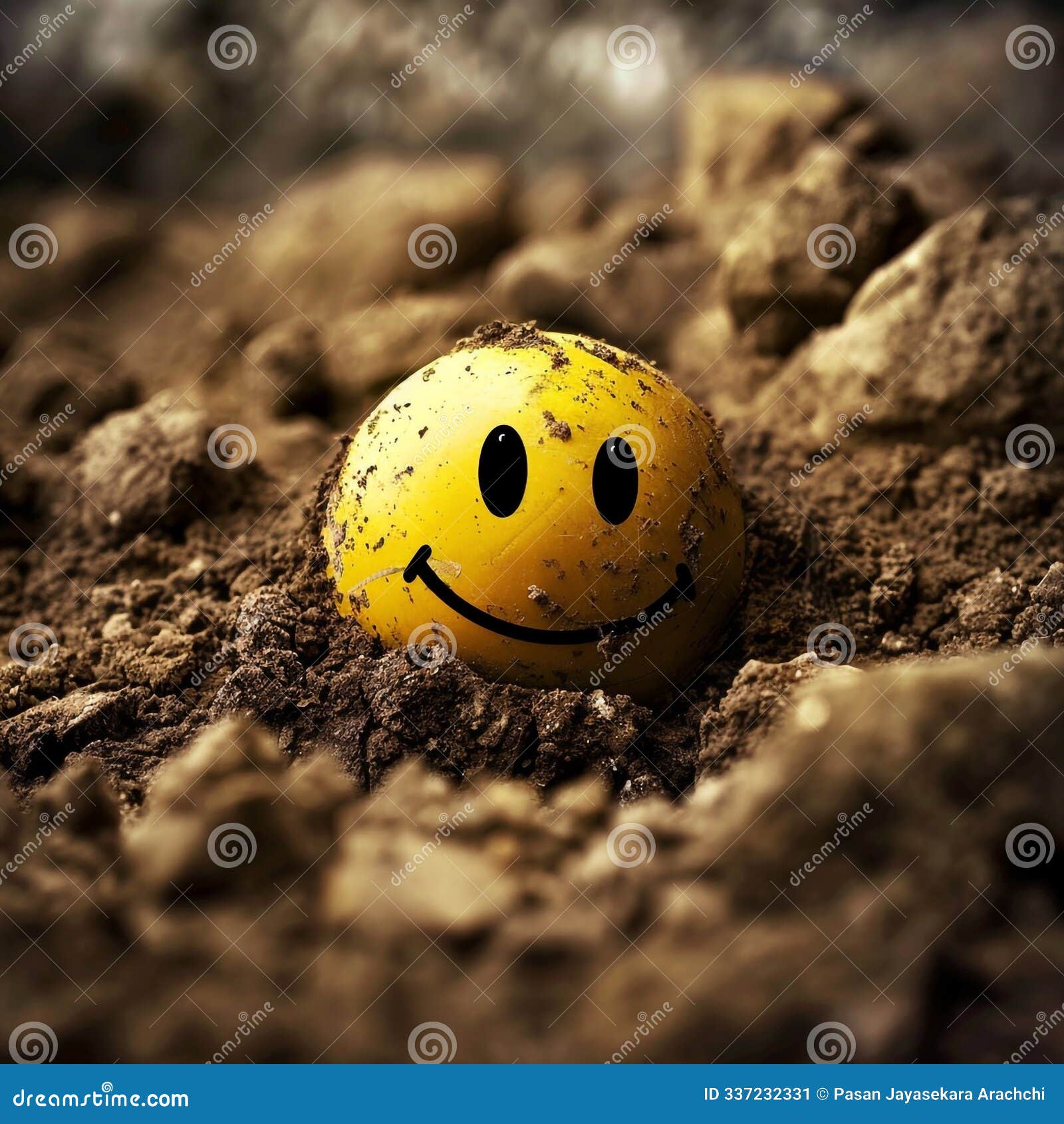 Smiley Face Digging Underground with a Mole Stock Illustration ...