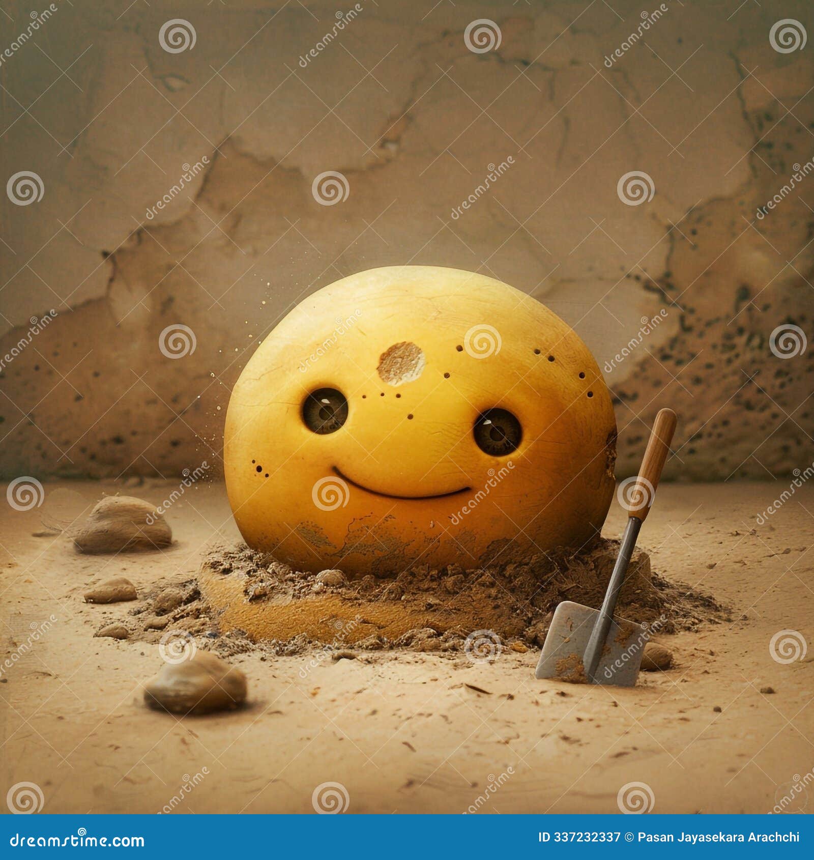 Smiley Face Digging Underground with a Mole Stock Illustration ...
