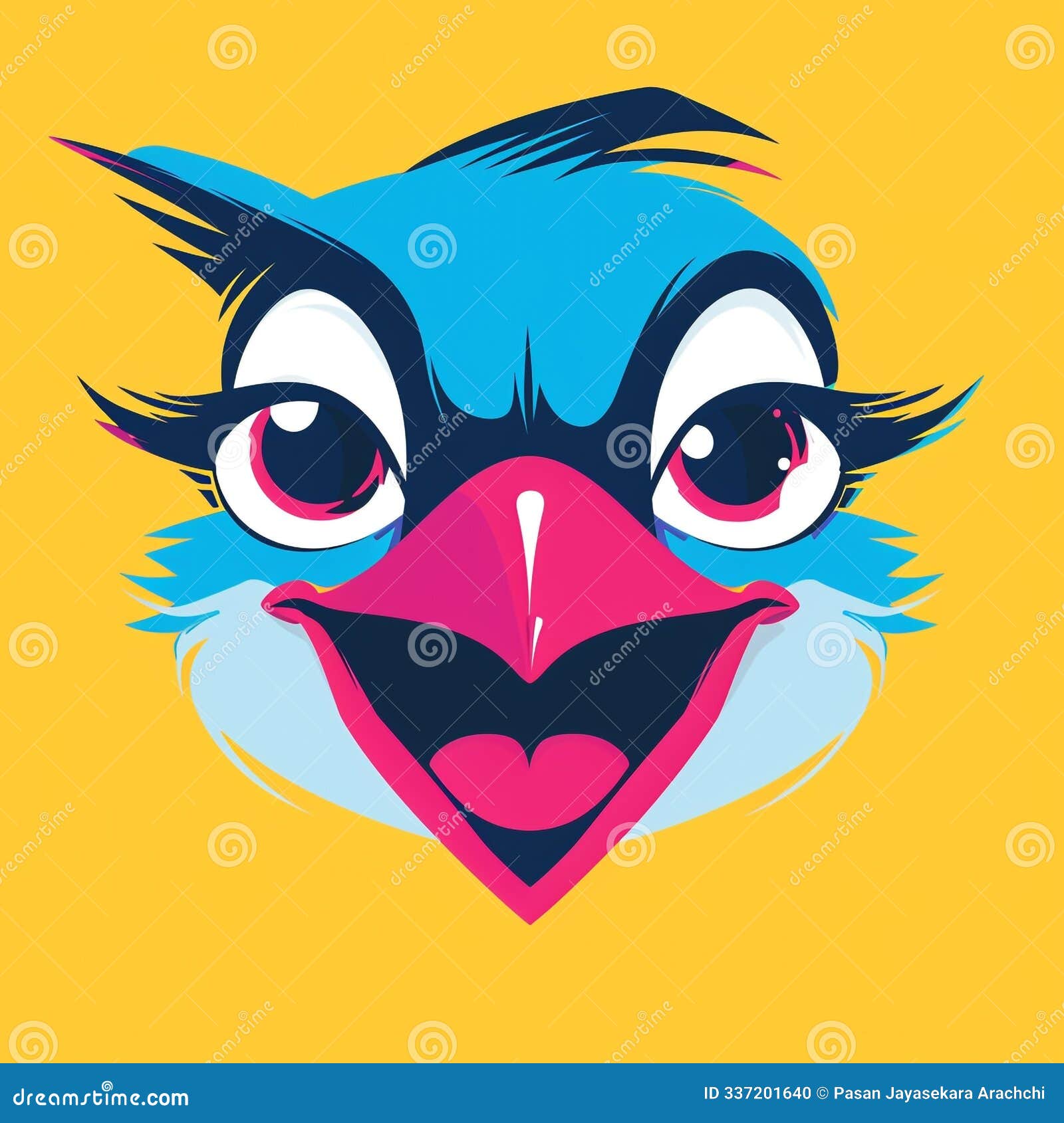 Smiley Face Featuring Blue Jay with Bright Colors Stock Illustration ...