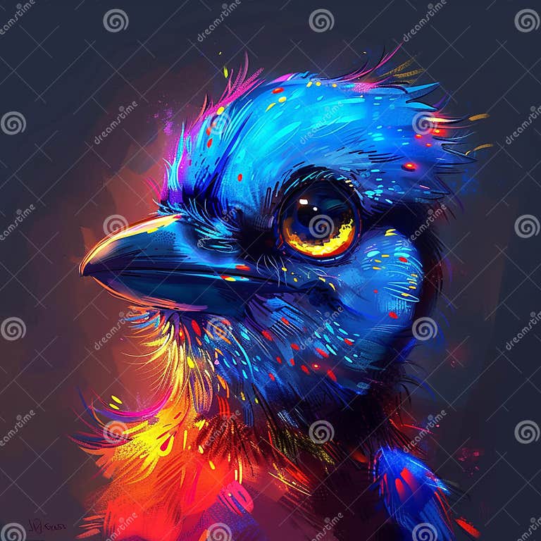 Smiley Face Featuring Blue Jay with Bright Colors Stock Illustration ...