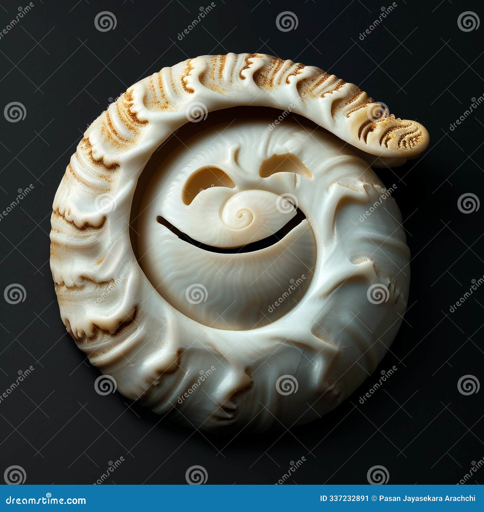 Smiley Face Featuring a Nautilus with a Coiled Shell Stock Illustration ...