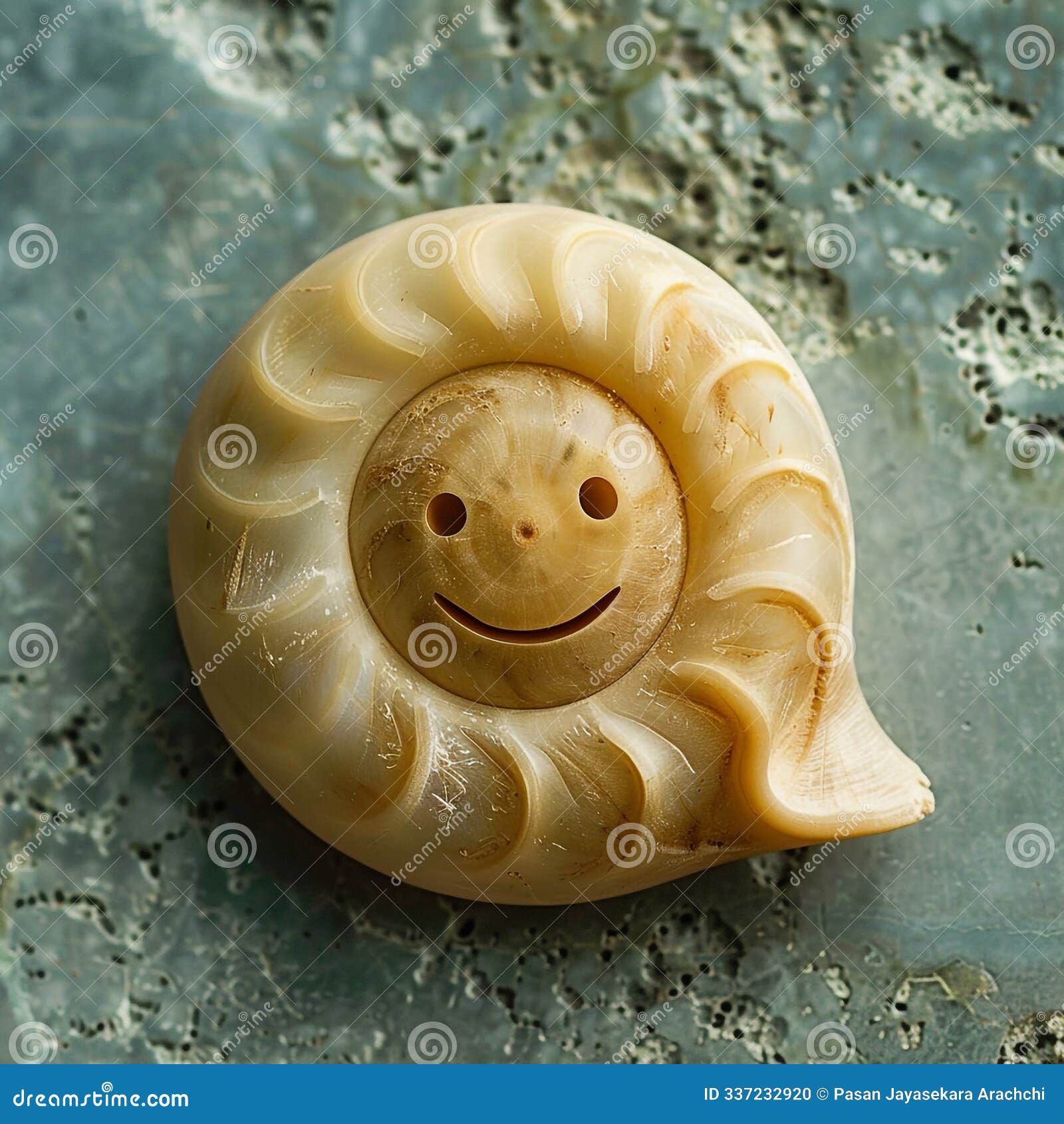 Smiley Face Featuring a Nautilus with a Coiled Shell Stock Illustration ...