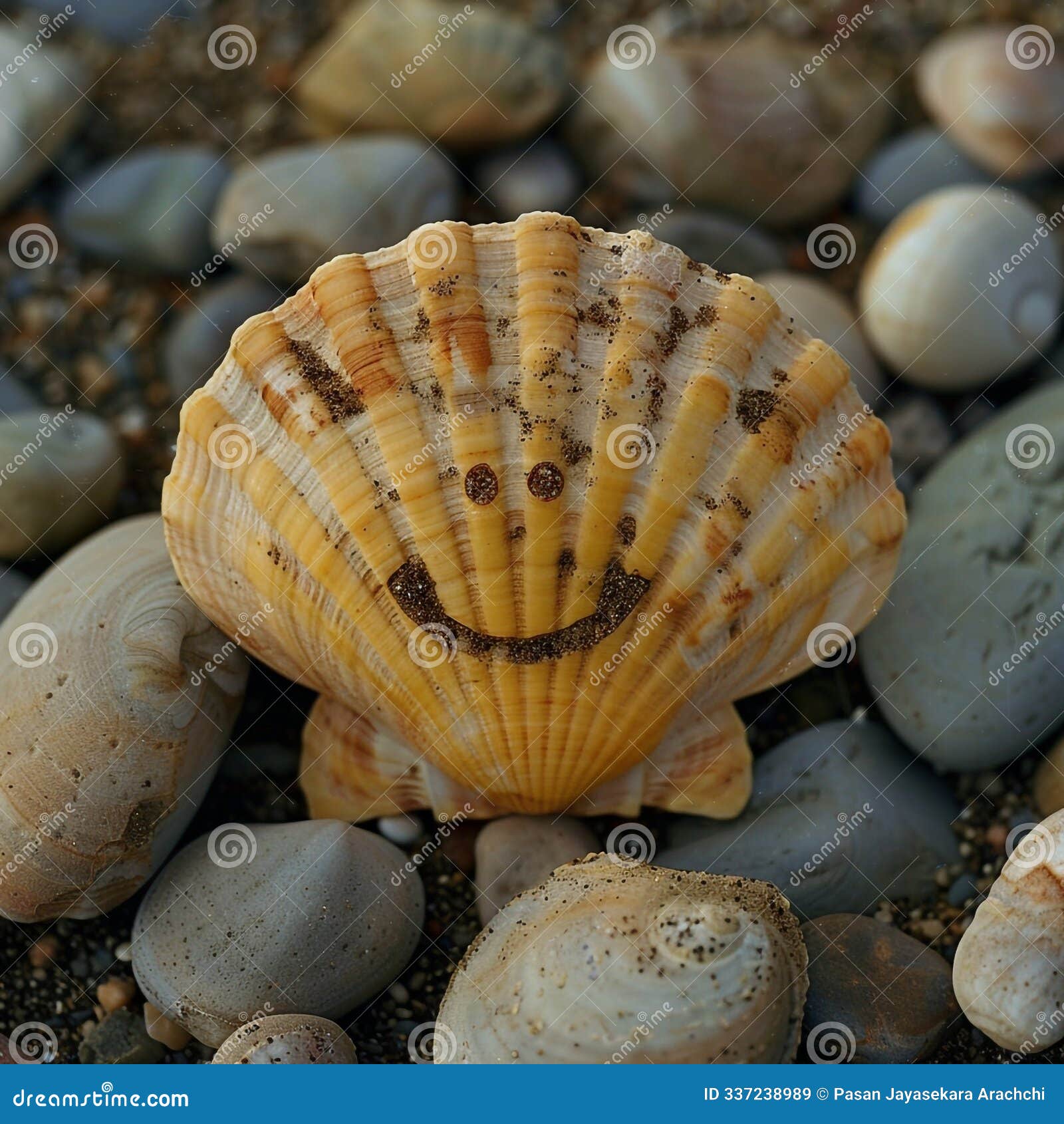 Smiley Face Featuring a Scallop Shell Stock Illustration - Illustration ...