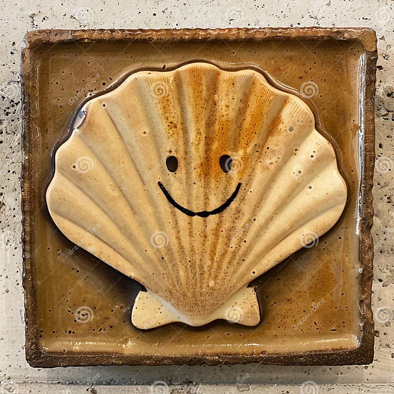 Smiley Face Featuring a Scallop Shell Stock Illustration - Illustration ...