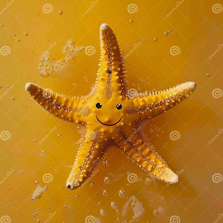 Smiley Face Featuring a Starfish with Five Arms Stock Illustration ...