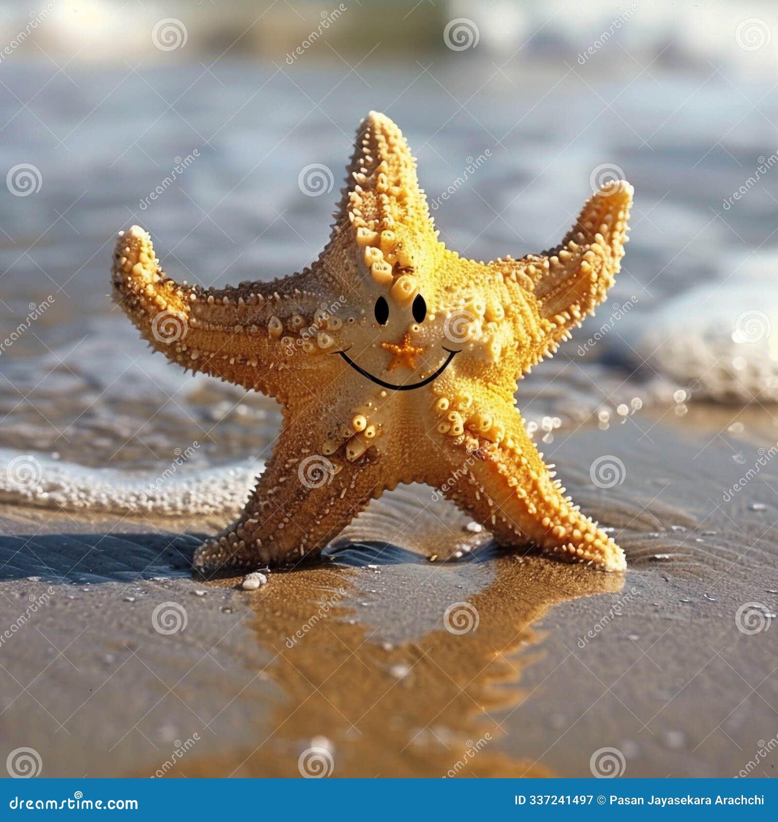 Smiley Face Featuring a Starfish with Five Arms Stock Illustration ...