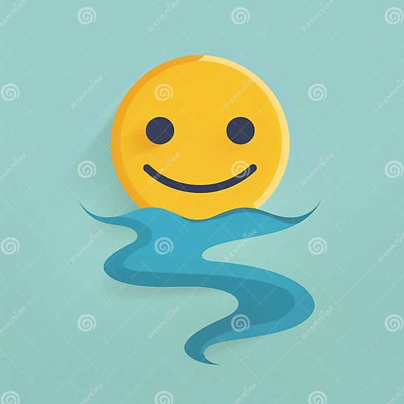 Smiley Face Flowing beside a River Stock Illustration - Illustration of ...