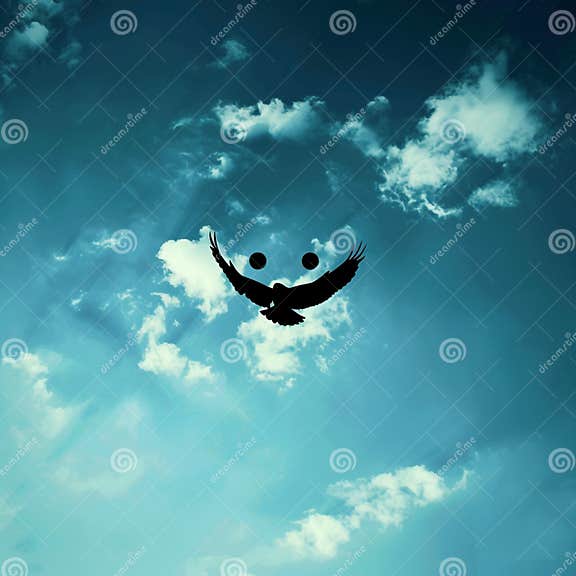 Smiley Face with a Hawk Circling in the Sky Stock Illustration ...