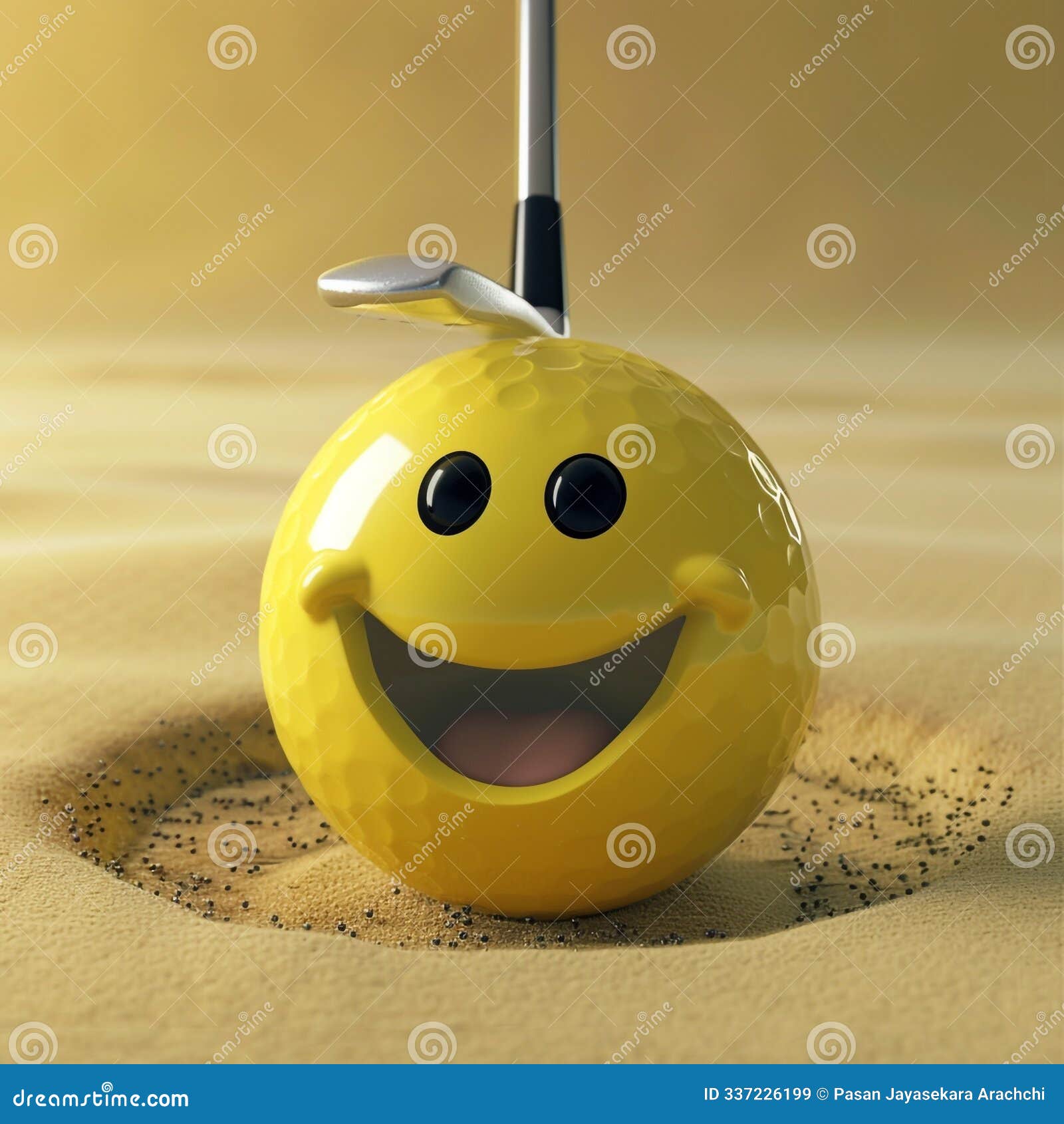 Smiley Face Hitting a Hole in One with a Golf Club Stock Illustration ...