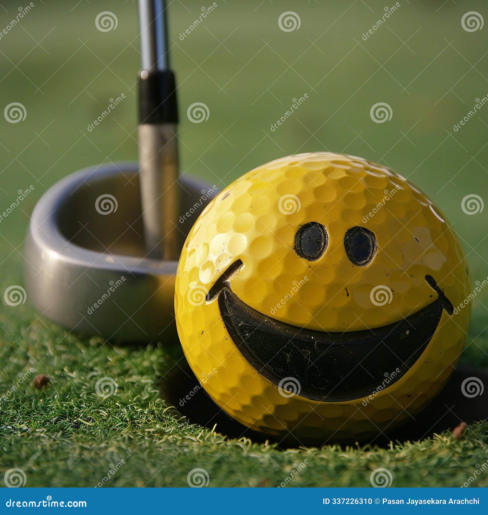 Smiley Face Hitting a Hole in One with a Golf Club Stock Illustration ...
