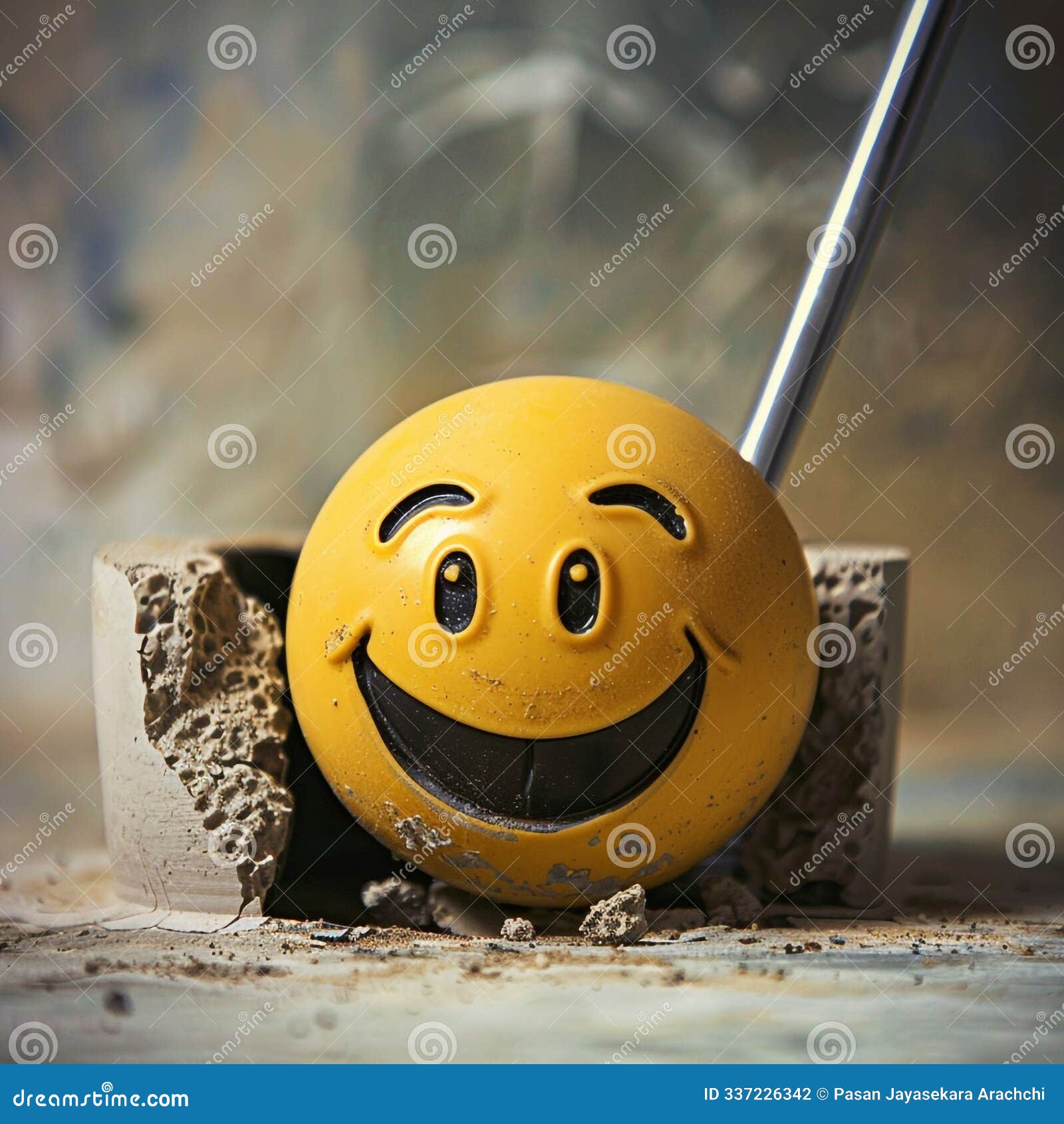Smiley Face Hitting a Hole in One with a Golf Club Stock Illustration ...