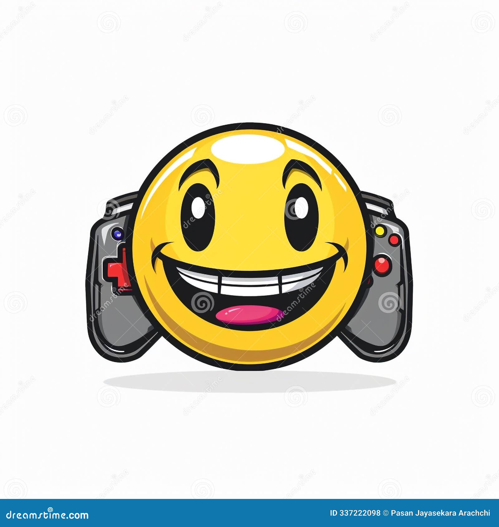Smiley Face Holding Game Controller Playing Video Games Stock ...