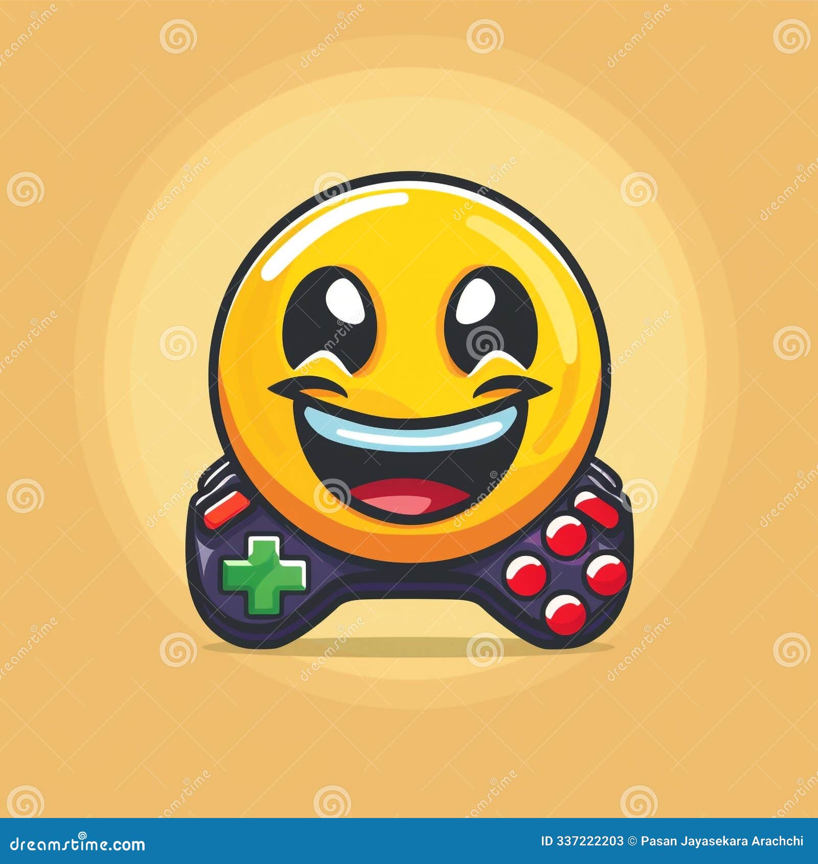 Smiley Face Holding Game Controller Playing Video Games Stock ...