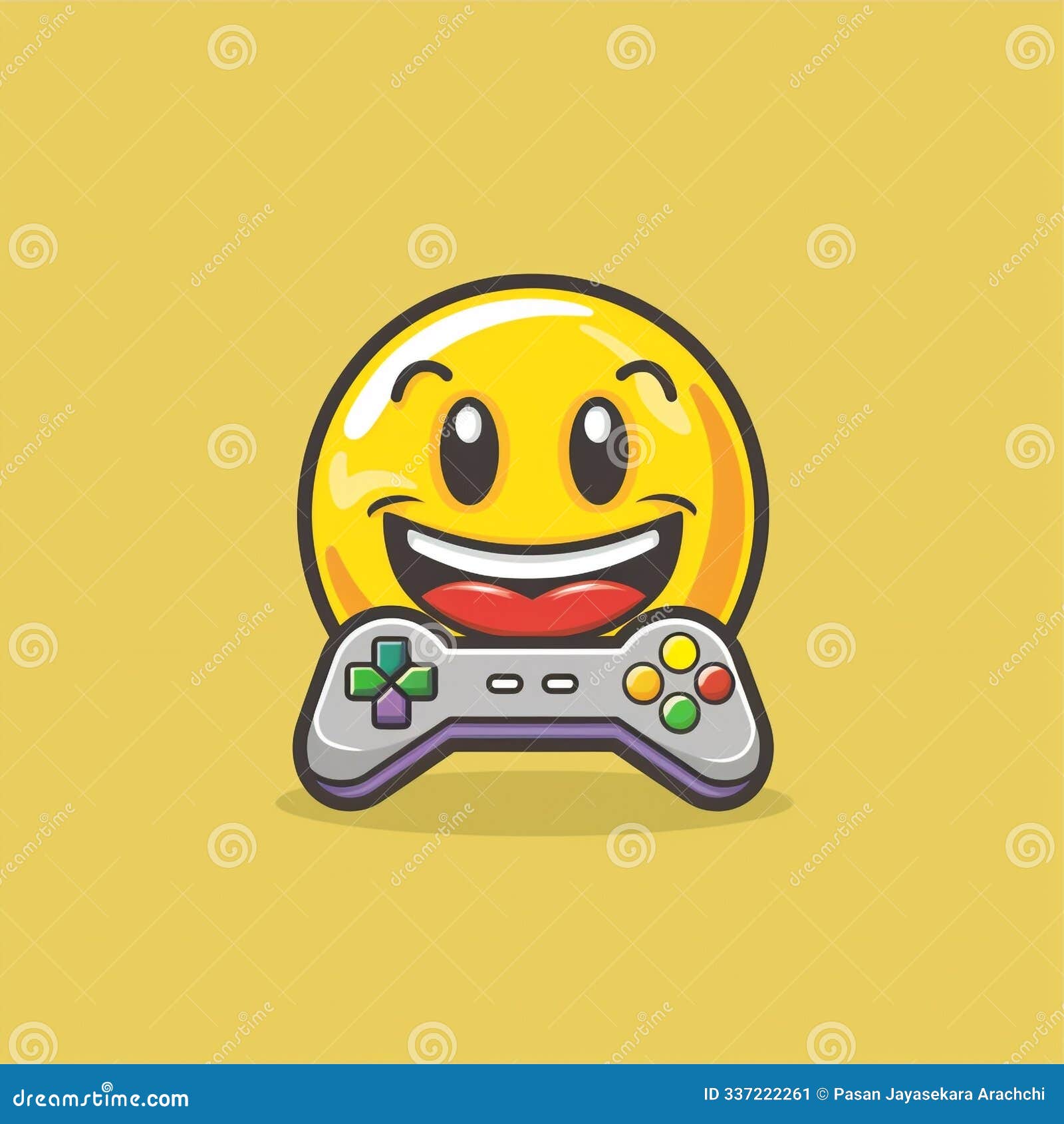 Smiley Face Holding Game Controller Playing Video Games Stock ...