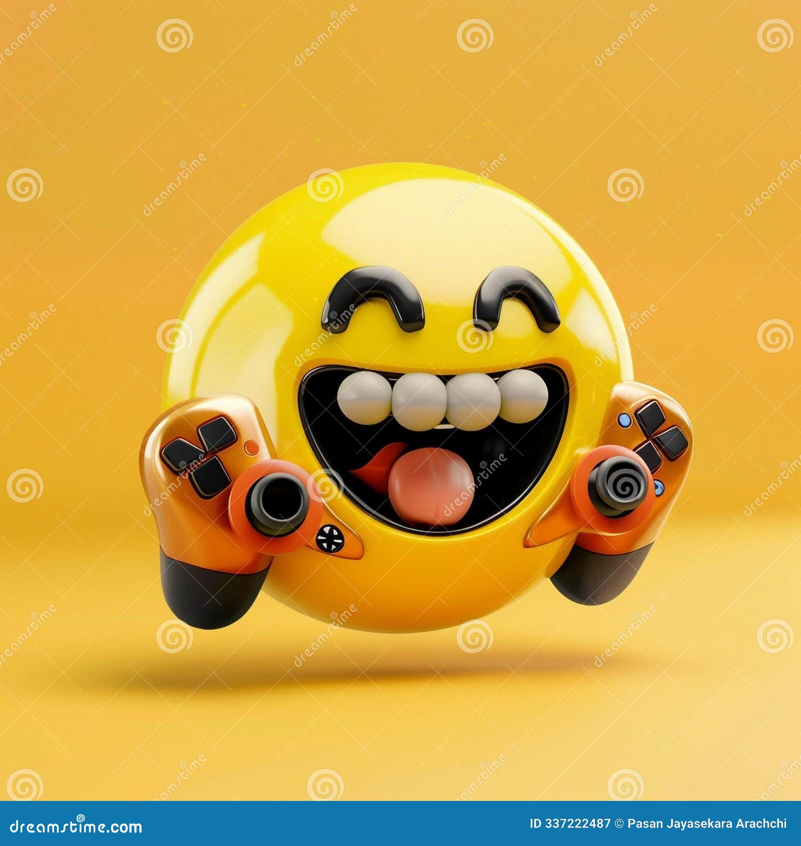 Smiley Face Holding Game Controller Playing Video Games Stock ...