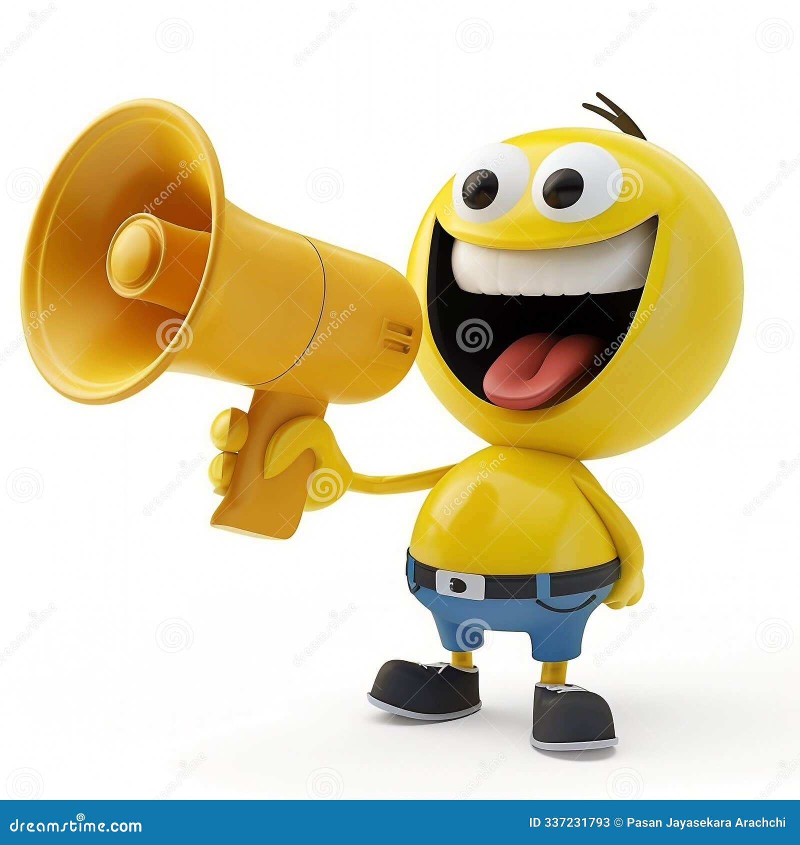 Smiley Face Making Announcement with Megaphone Stock Illustration ...
