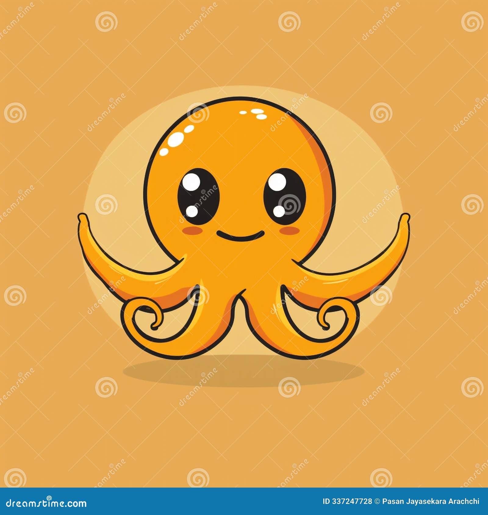 Smiley Face with Octopus Displaying Eight Arms Stock Illustration ...