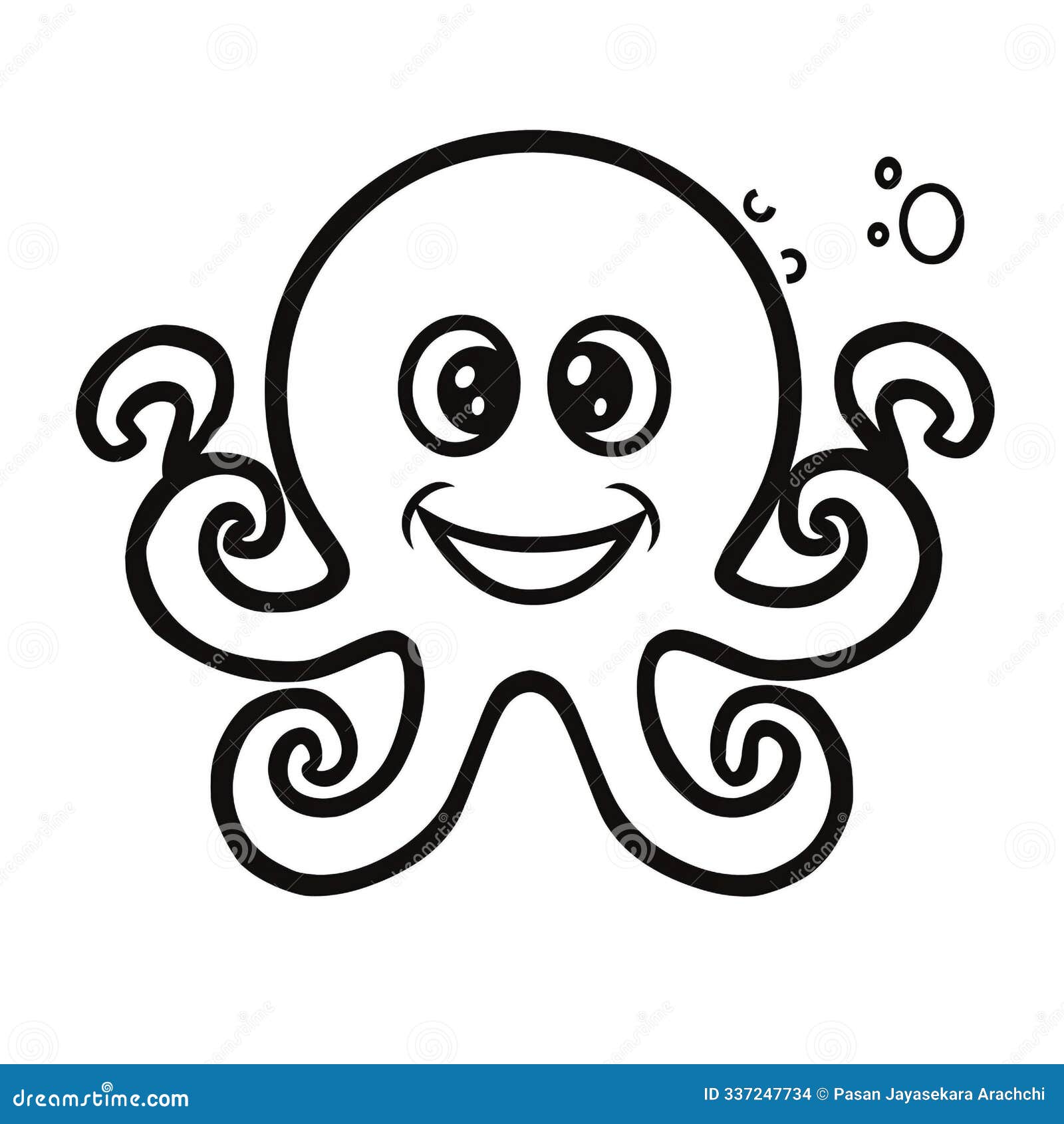 Smiley Face with Octopus Displaying Eight Arms Stock Illustration ...