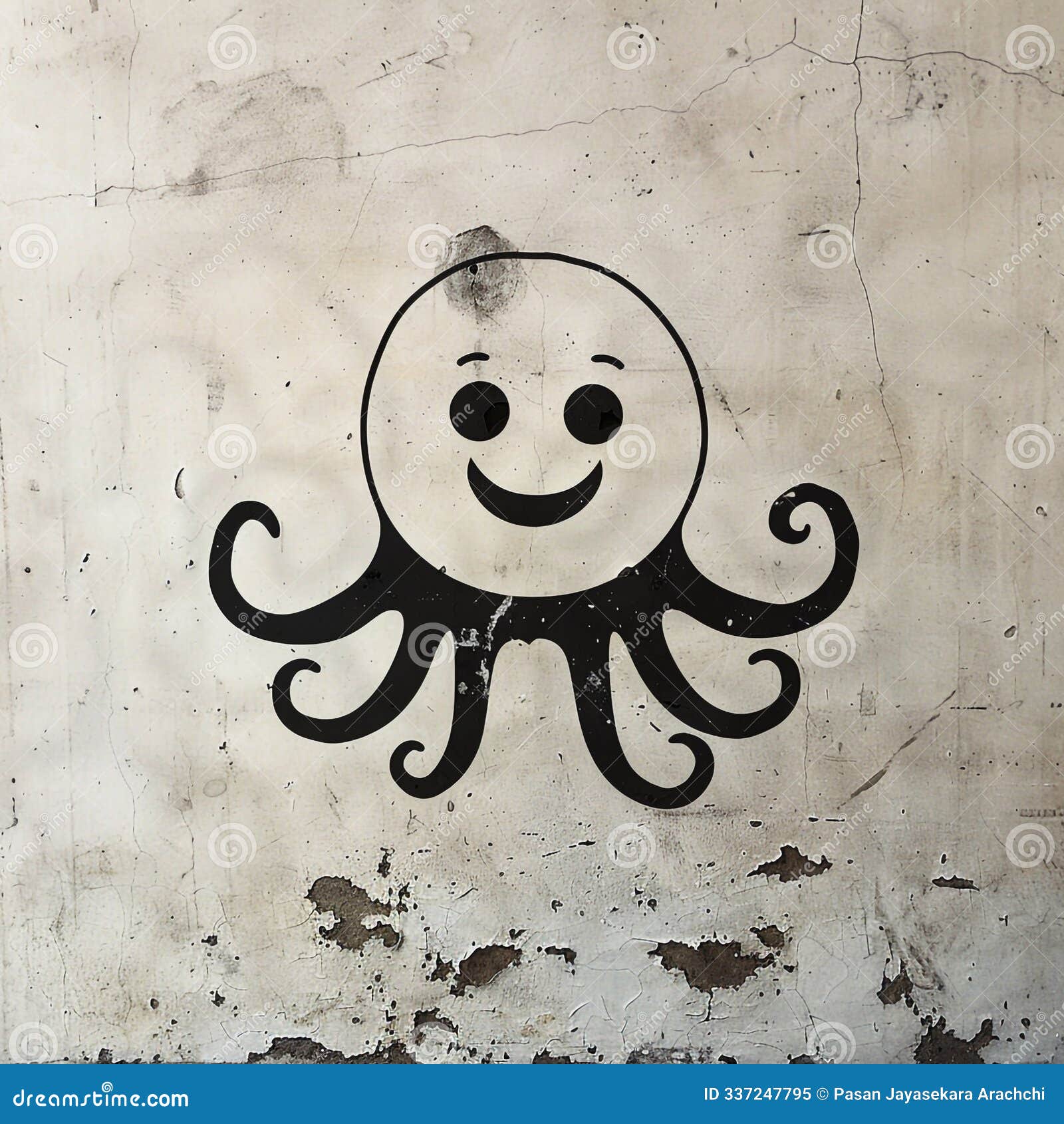 Smiley Face with Octopus Displaying Eight Arms Stock Illustration ...