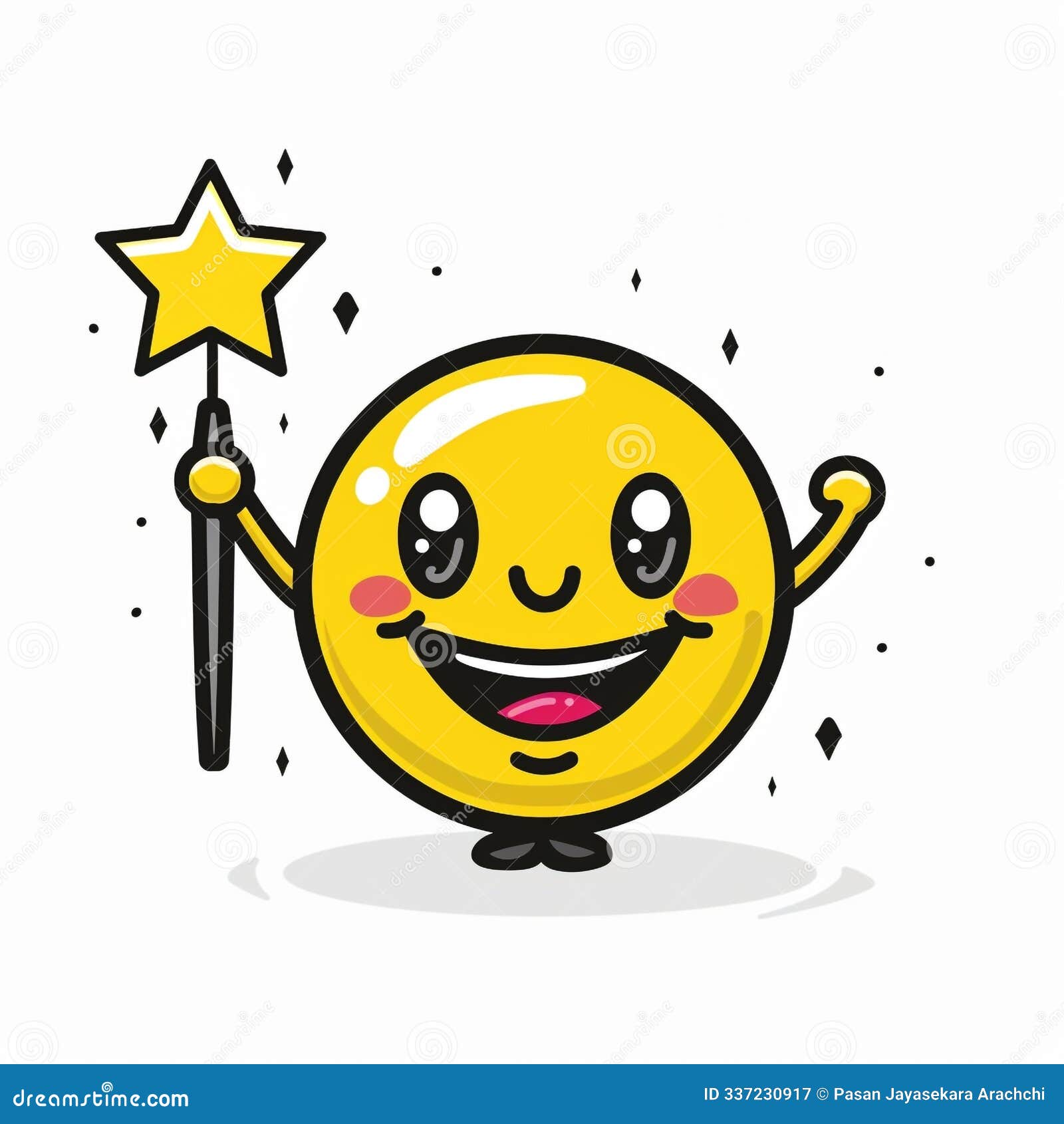 Smiley Face Performing Magic Trick with a Wand Stock Illustration ...