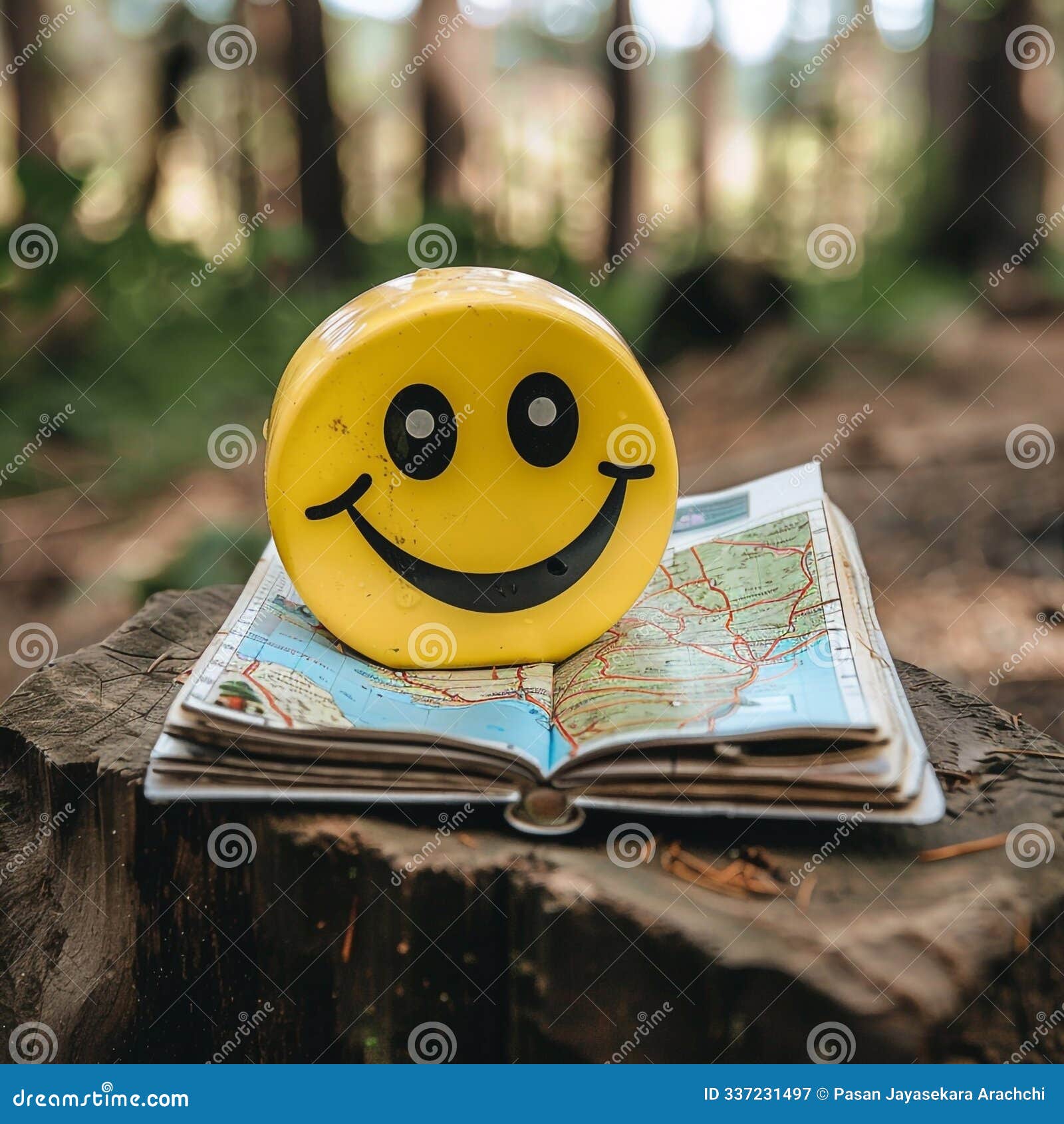 Smiley Face Planning Adventure with Map Stock Illustration ...
