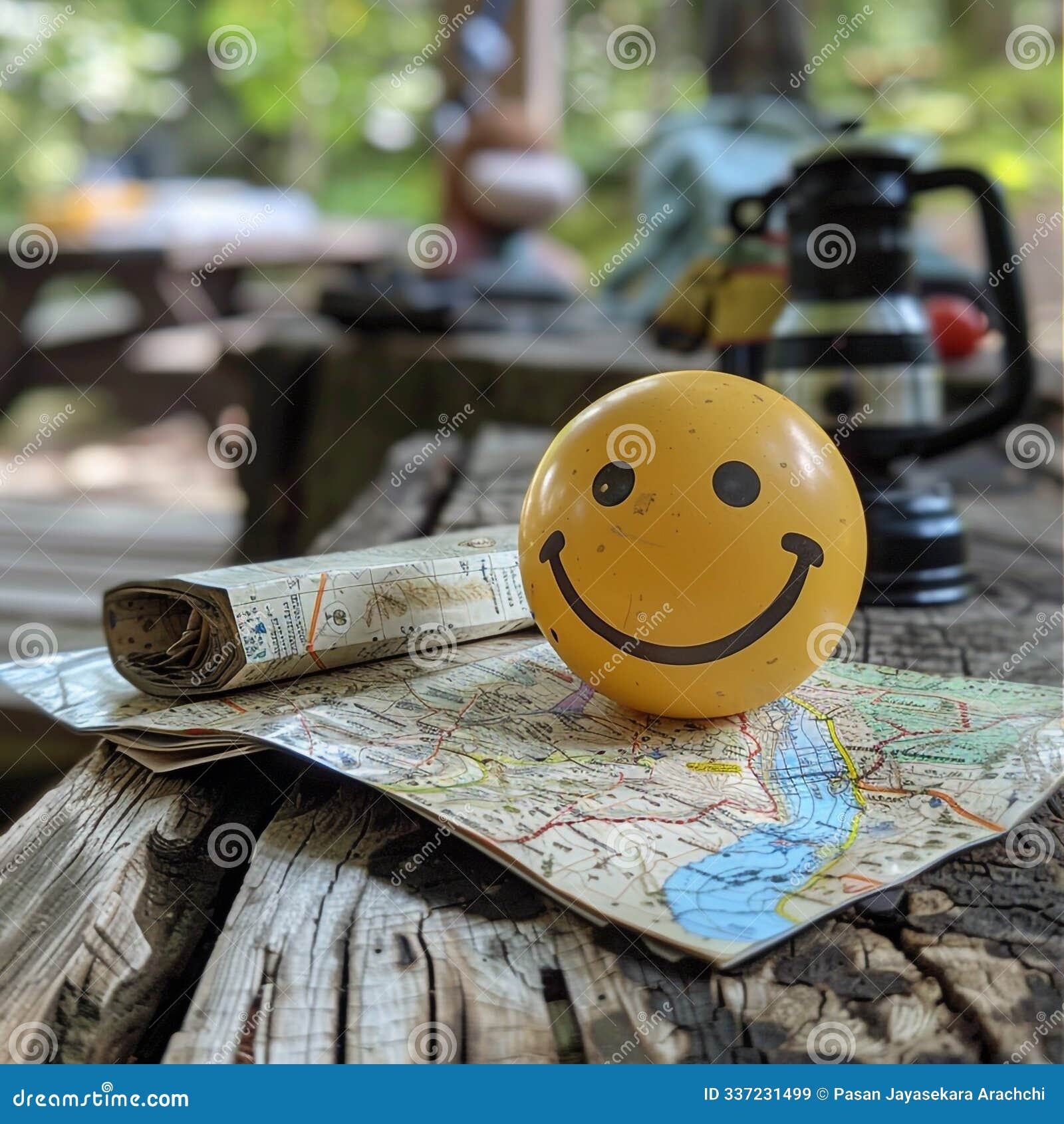 Smiley Face Planning Adventure with Map Stock Illustration ...
