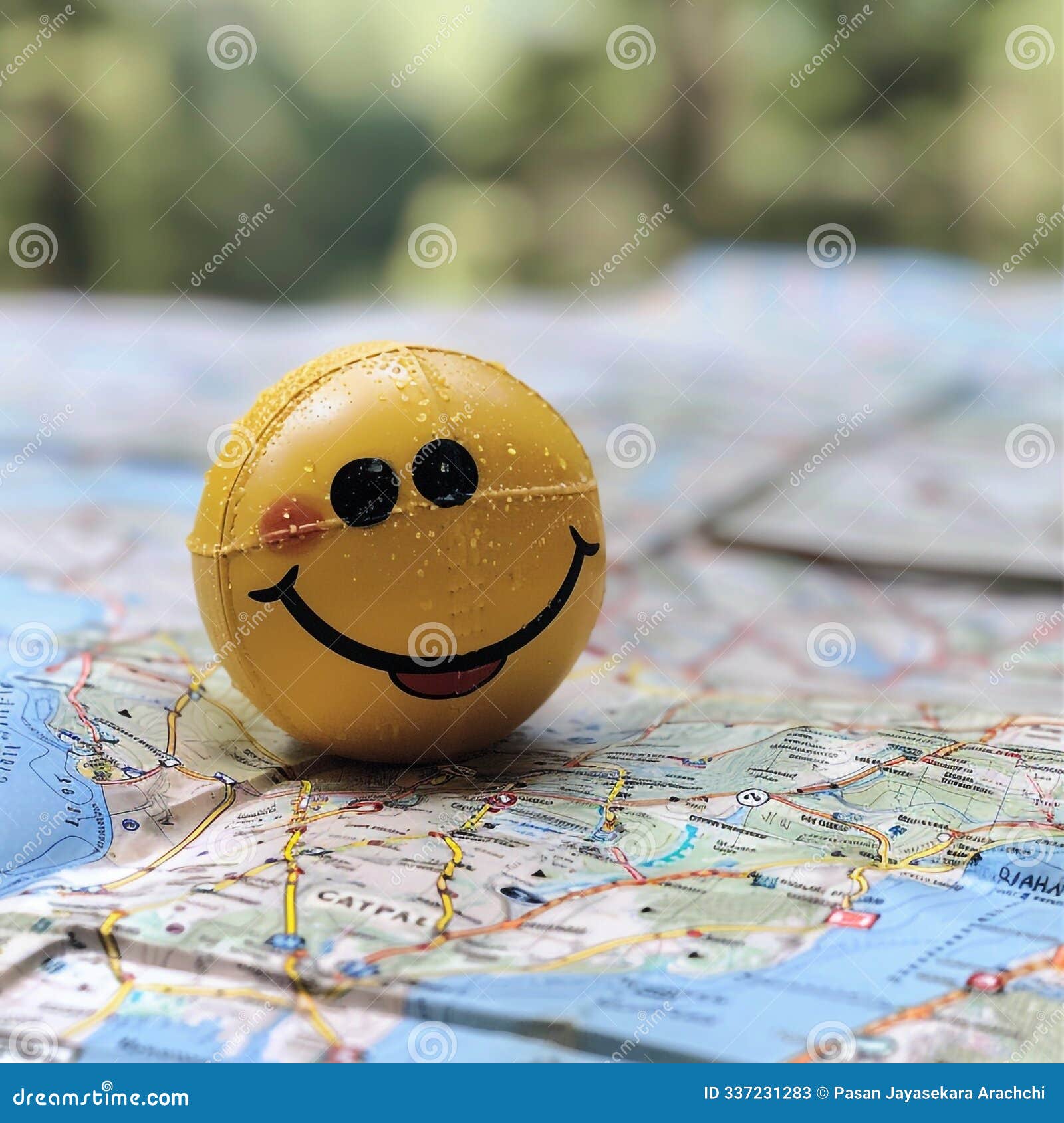 Smiley Face Planning Trip with Map Stock Illustration - Illustration of ...