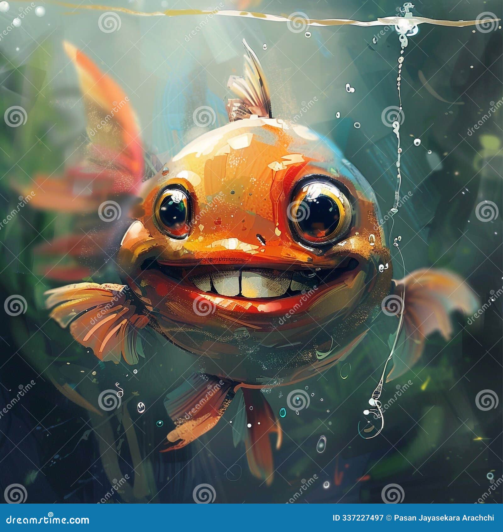 Smiley Face Playing with Guppy in Water Stock Illustration ...
